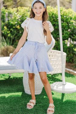 Girls Look Your Way Light Blue Gingham Ruffled Skort Shop The Mint