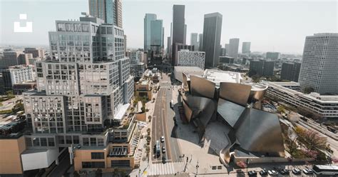 An Aerial View Of A City With Tall Buildings Photo Free Los Angeles