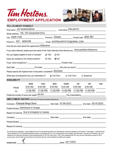 Tim Hortons Application Form Pdf Franchising Justice