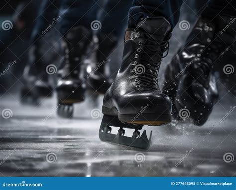 Icy Determination Speed Skaters In Sync Stock Illustration