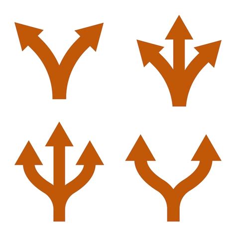 Premium Vector Road Way Arrow Icon Set Two And Three Way Arrows