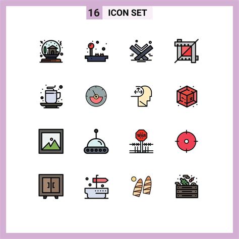 Set Of 16 Vector Flat Color Filled Lines On Grid For Autumn Design Play Crop Islam Editable