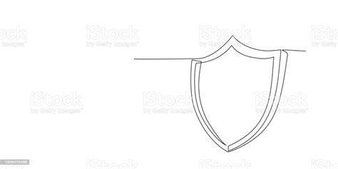 방패의 연속적인 한 선 그리기 한 줄은 선형 기호를 보호합니다 안전 보험 개념 가드 드로잉 사인 추상적인 배경입니다 낙서 손으로 그린 보호 아이콘 벡터 그림 건강관리와