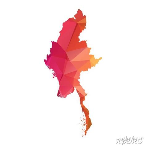 Abstract Polygon Map Vector Illustration Low Poly Color Rainbow Posters For The Wall • Posters