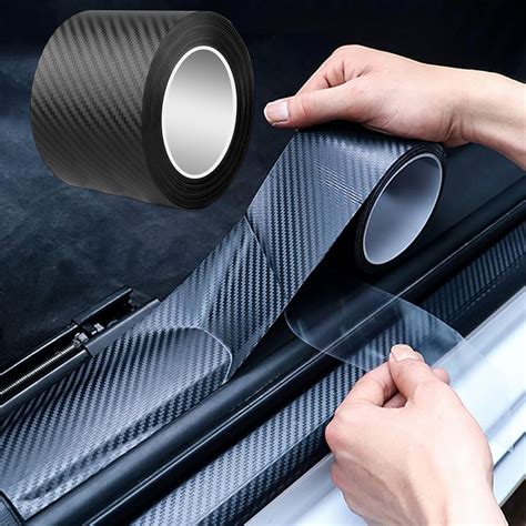 Qodolsi Pack 1 Car Door Sill Protector K3d Carbon Fiber Car Anti Collision Strip