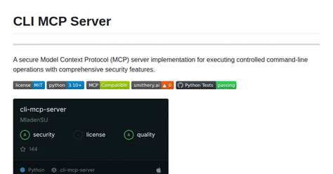 Cli Mcp Server A Secure Mcp Server For Controlled Command Line