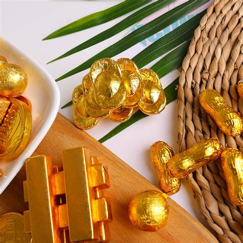 金币元宝巧克力金条花生大硬币散装年货喜糖烘焙生日蛋糕装饰摆件 虎窝淘