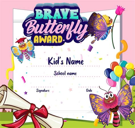 학교 아이들을 위한 디플로마 또는 인증서 템플릿 무료 벡터