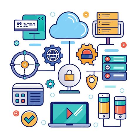 Cloud Computing And Data Security Concept With Network Connection Premium Ai Generated Vector