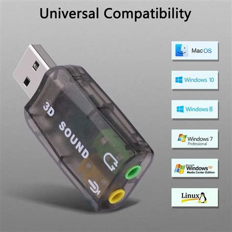 GOOJODOQ Внешняя USB Звуковая карта адаптер аудио 5,1 Виртуальная 3D ...