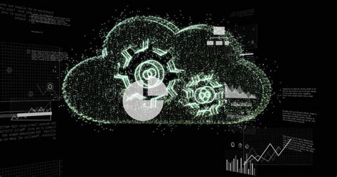 Cloud Computing And Data Processing Animation Over Digital Graphs And Charts Stock Video Video