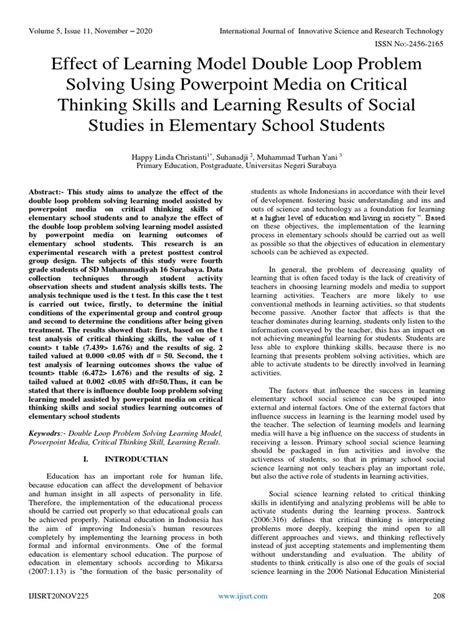 effect of learning model double loop problem solving using powerpoint