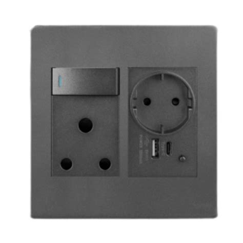 Switch Socket 4x4 16a 1x Schuko And 2x Usb Matt Grey • Northside Electrical