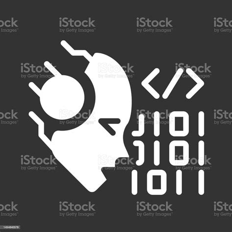 Ai Codes White Linear Glyph Icon For Night Mode Stock Illustration