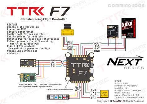 Transtec F7 F722 3 6s Betaflight Flight Controller Osd Mpu6000 Uarts 5