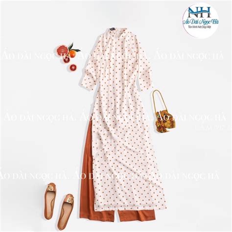 Áo DÀi HoẠ TiẾt ChẤm Bi ChẤt LiỆu LỤa ThÁi Cao CẤp Shopee Việt Nam