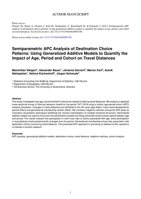 Pdf Semiparametric Apc Analysis Of Destination Choice Patterns Using Generalized Additive