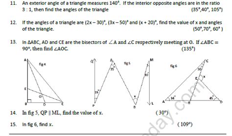 Cbse Class 9 Mathematics Lines And Angles Worksheet Set A