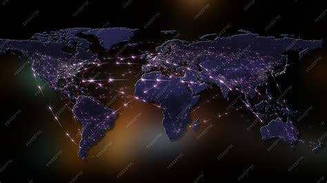 Premium Photo 3d Rendering Abstract Of World Network Internet And Global Connection Concept