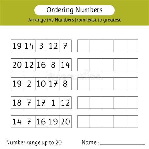 Ordering Numbers Worksheet Arrange The Numbers From Least To Greatest Number Range Up To 20