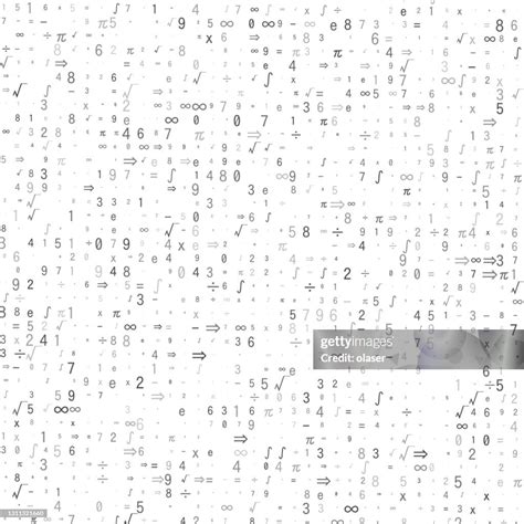 Random Math Symbols And Digits In Gray Scale High Res Vector Graphic