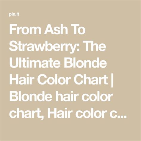 Ultimate Blonde Hair Color Chart