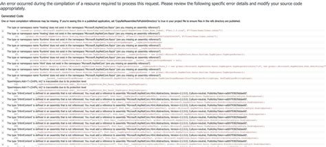 c compilation fo index cshtml throws an runtime error stack overflow