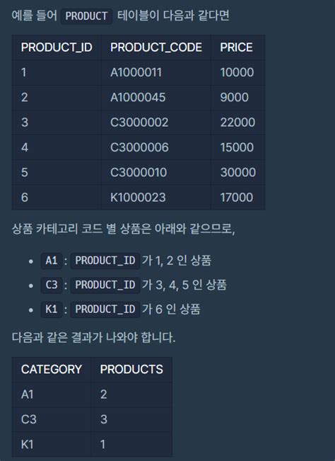 프로그래머스 Sql 카테고리 별 상품 개수 구하기