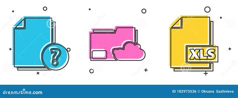 set unknown document cloud storage text document folder and xls file