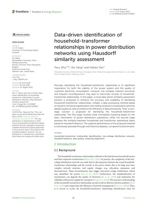 Pdf Data Driven Identification Of Household Transformer Relationships