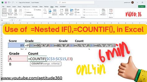 Microsoft Excel Tutorial Course Video 16 Use Of Nested If Countif
