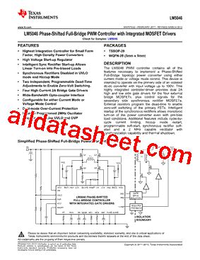 LM5046 Datasheet PDF Texas Instruments