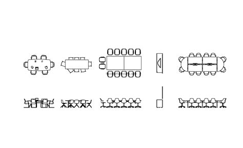 4 Conference Tables AutoCAD Block Plan Elevation Free Cad Floor Plans