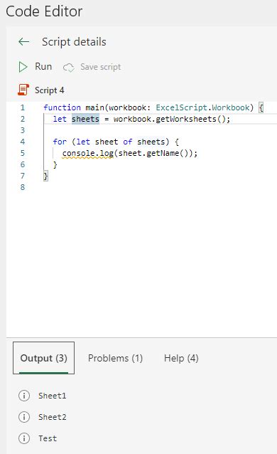 get all worksheets in the workbook microsoft excel office scripts