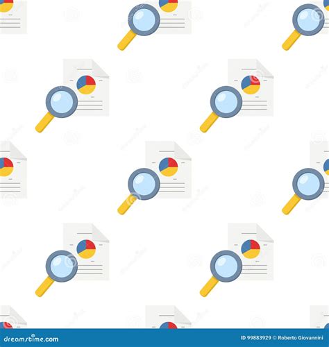 Magnifying Glass And Pie Chart Seamless Stock Vector Illustration Of