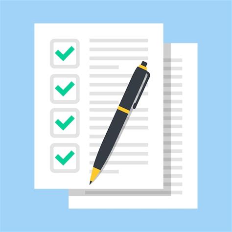 Premium Vector Document Green Check Mark Pen Checklist