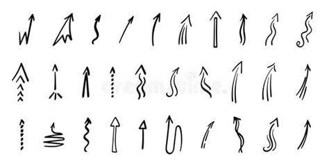 Arrows Up Set Hand Drawn Direction Indicator Elements Simple Doodle Pointers For Interface