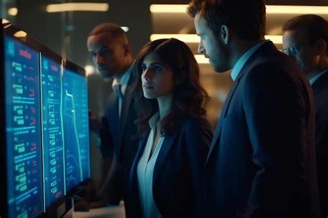 Premium Photo A Group Of People In Front Of A Computer Screen With The Words Cyber On It