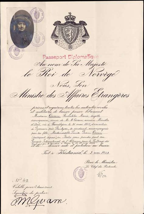 The Diplomatic Passport Of Fredrikke Marie Qvam By Tom Topol