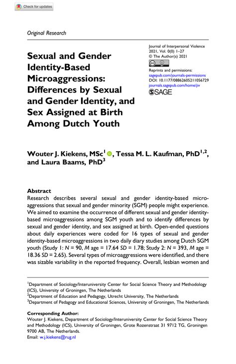Pdf Sexual And Gender Identity Based Microaggressions Differences By Sexual And Gender