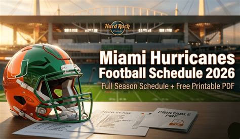 Miami Hurricanes Football Schedule 2026 Printable Pdf