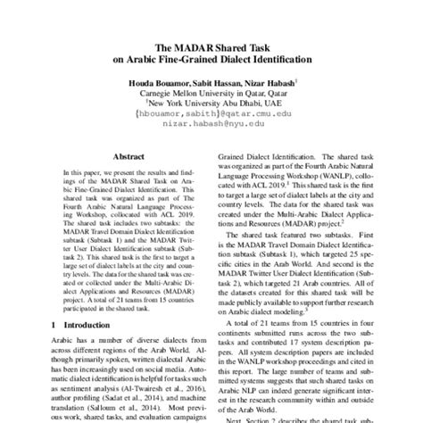 The Madar Shared Task On Arabic Fine Grained Dialect Identification Acl Anthology