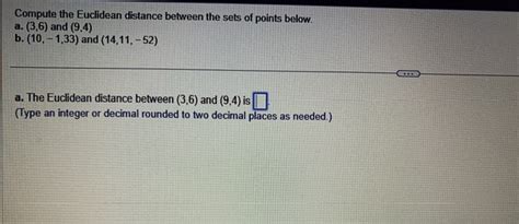 Solved Compute The Euclidean Distance Between The Sets Of Chegg