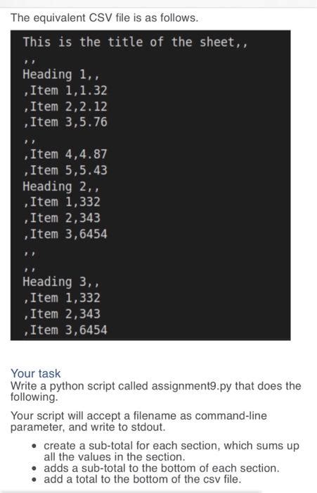 Solved 2 Csv File Structure The Csv File Has A Title Line