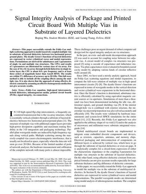 Pdf Signal Integrity Analysis Of Package And Printed Circuit Board