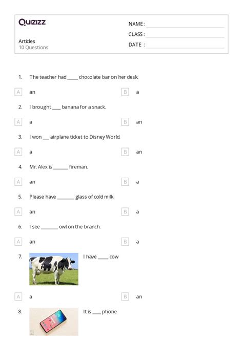 50 Articles Worksheets For 3rd Class On Quizizz Free And Printable