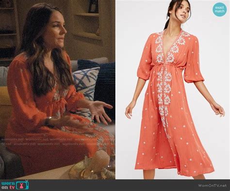 Wornontv Luisas Orange Embroidered Midi Dress On Jane The Virgin Yara Martinez Clothes And