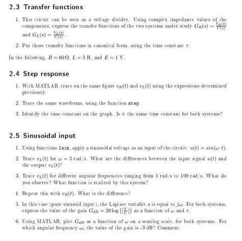 Solved 2 RL Circuit 2 1 Systems Presentation In This Chegg Com