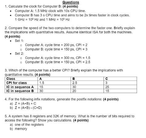 Solved Questions 1 Calculate The Clock For Computer B 4