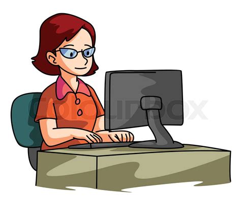 Women Using Computer Stock Vector Colourbox